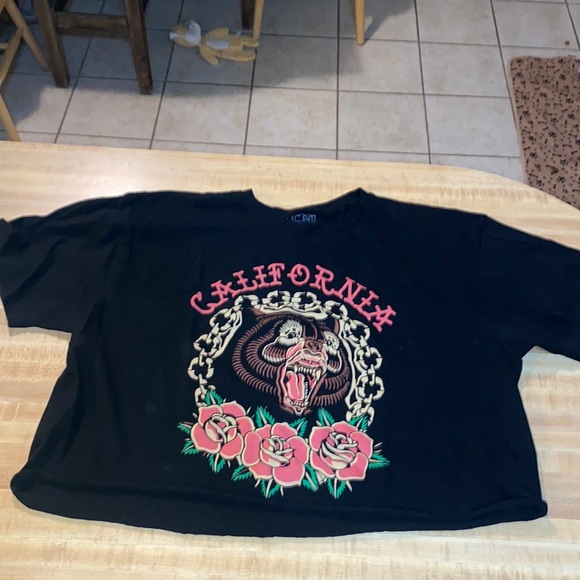 lcm international | Tops | California Bear Cropped Tee Hand Cut Size Xl ...